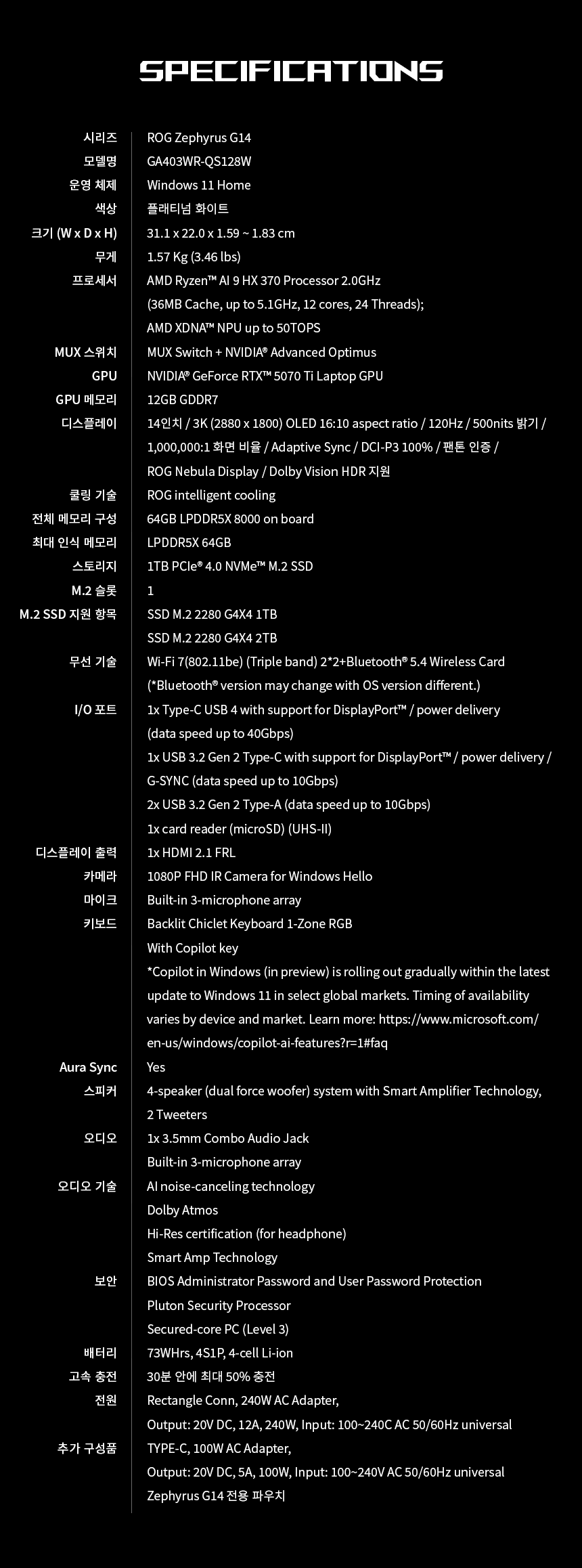 ROG Zephyrus G14 GA403WR-QS128W